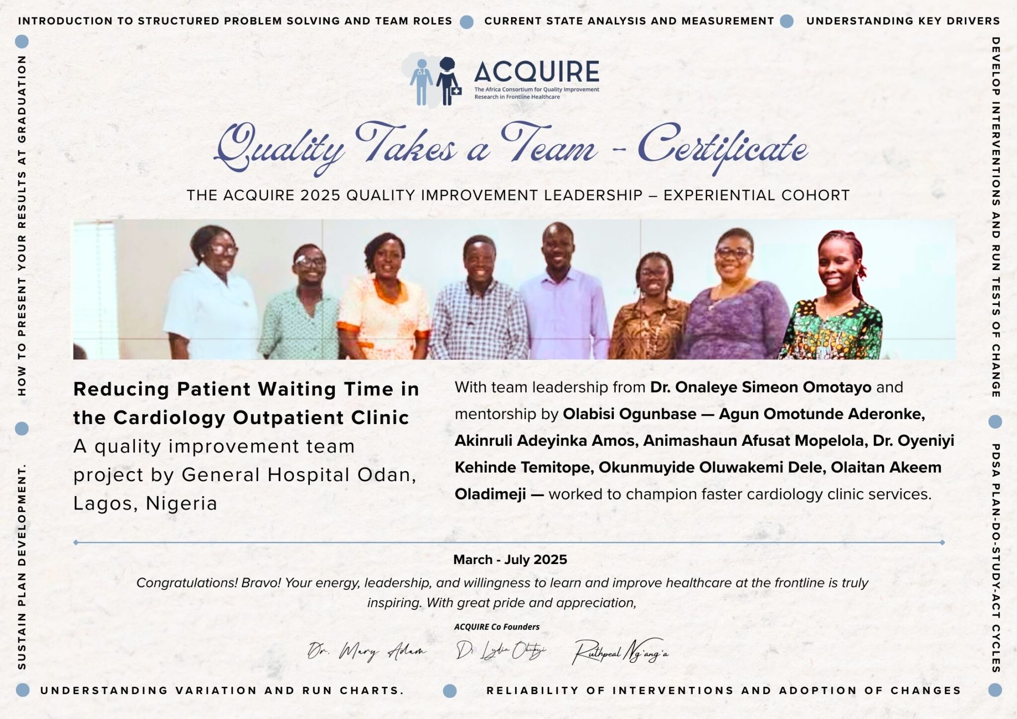 The ACQUIRE 2025 Quality Improvement Leadership – Experiential Cohort
