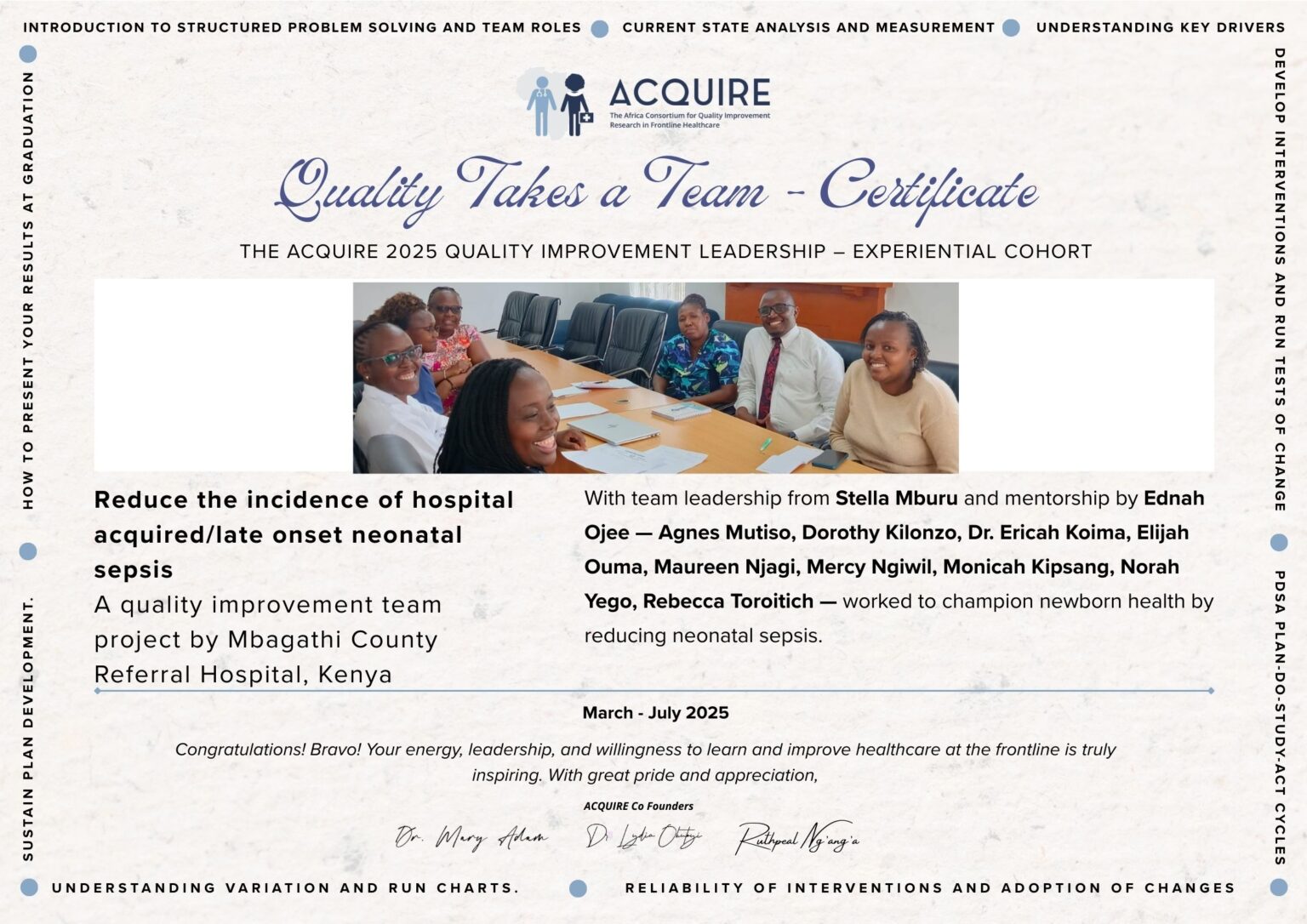 The ACQUIRE 2025 Quality Improvement Leadership – Experiential Cohort